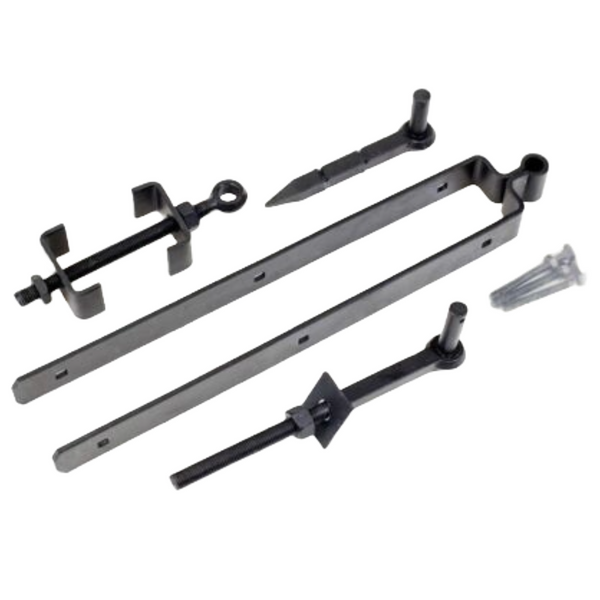 24" 600mm Adjustable Field Farm Gate Hinge Set BLACK Hang Kit for 3 ...