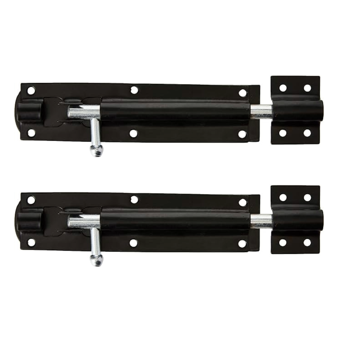 2 PACK 8" BLACK NECKED TOWER BOLT Gate Door Shed Slide Latch Lock Bolts ...